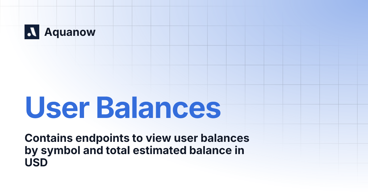User Balances | Legacy | Aquanow