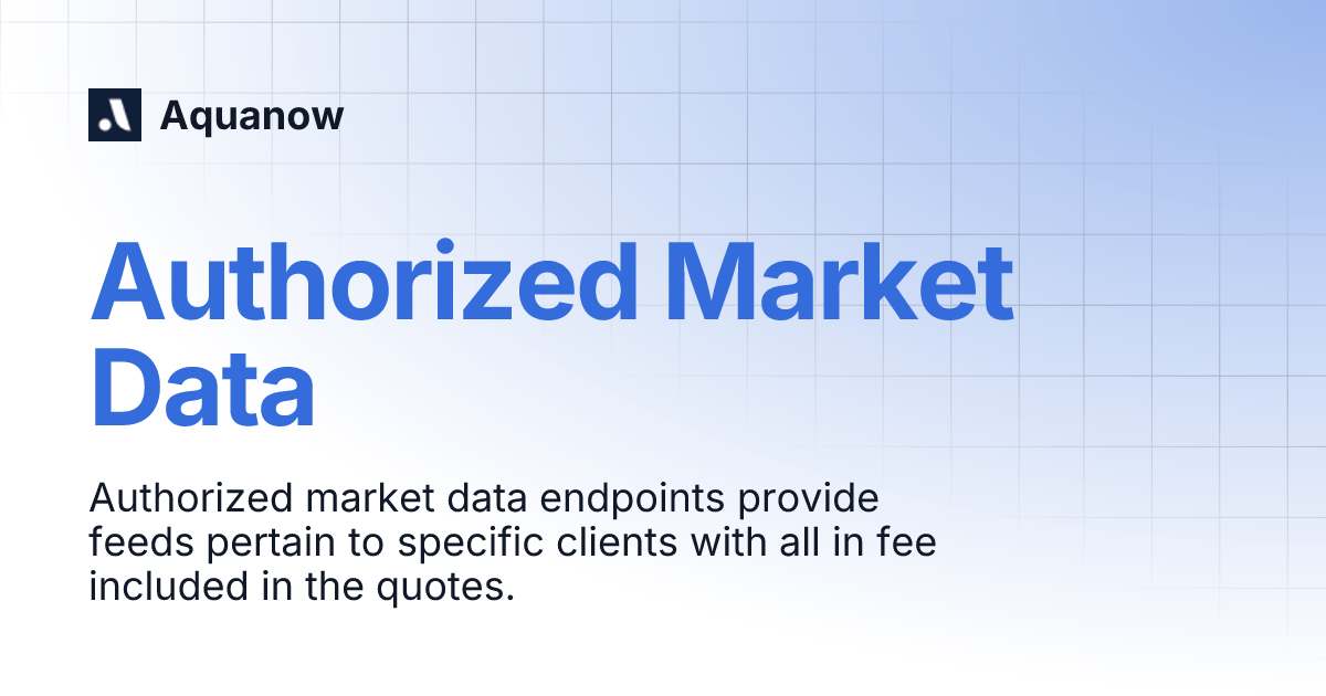 Authorized Market Data | Aquanow