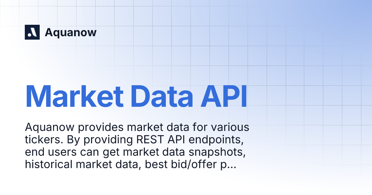 Market Data API | Aquanow