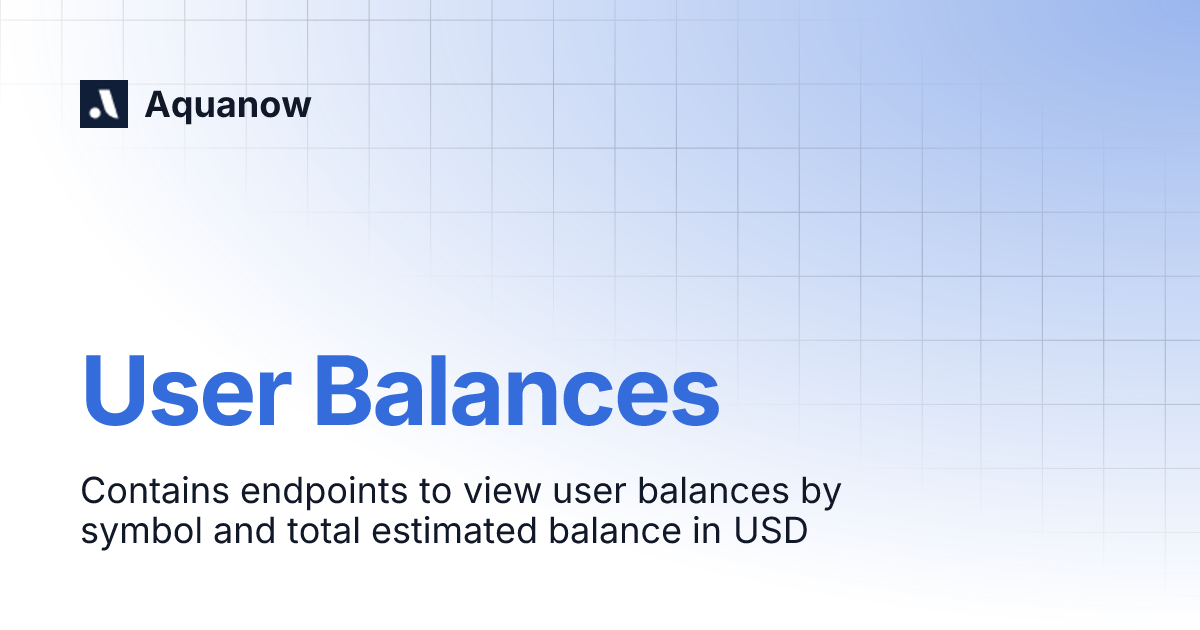 User Balances | Aquanow